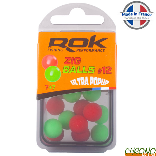 Bouillette rok zig ball flottant rouge vert 12mm par 16 – Chrono Carpe
